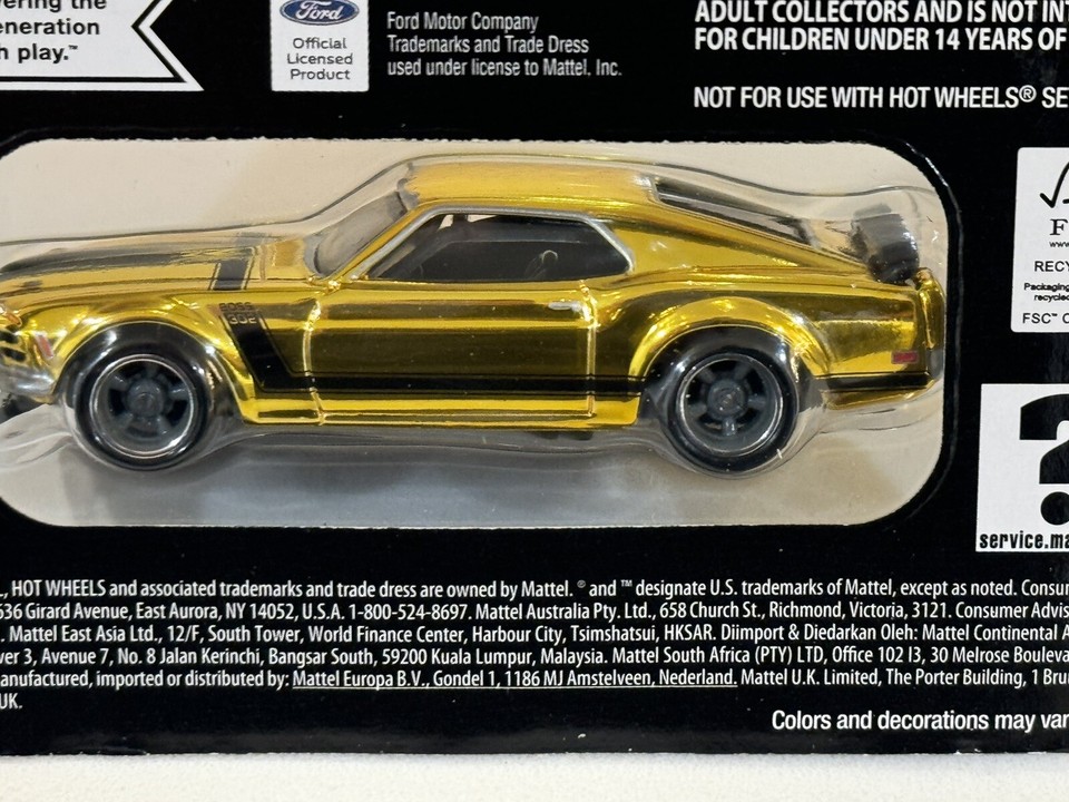 Hot Wheels Gold 2024 RLC Red Line Club Exclusive 1970 Ford Mustang Boss ...
