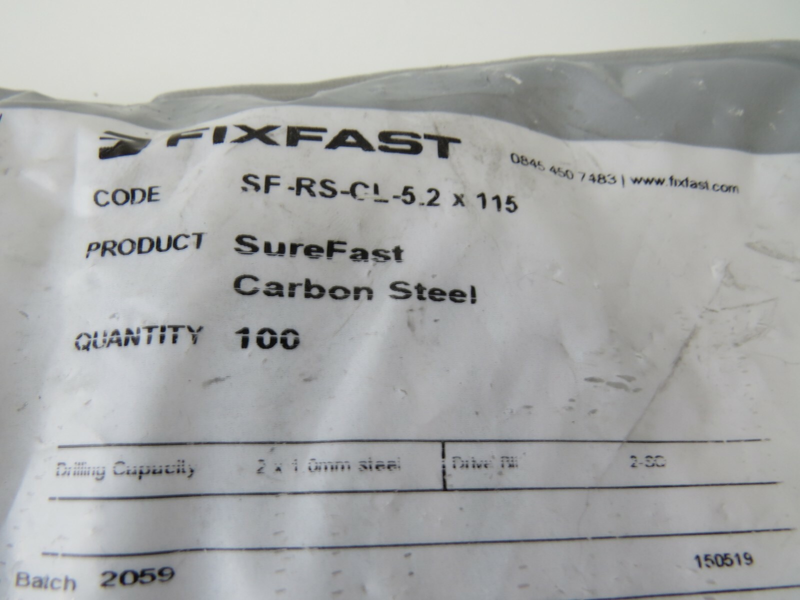 Fixfast SureFast SF-RS-CL 5.2mm x 115mm carbon steel fasteners 100pc ...
