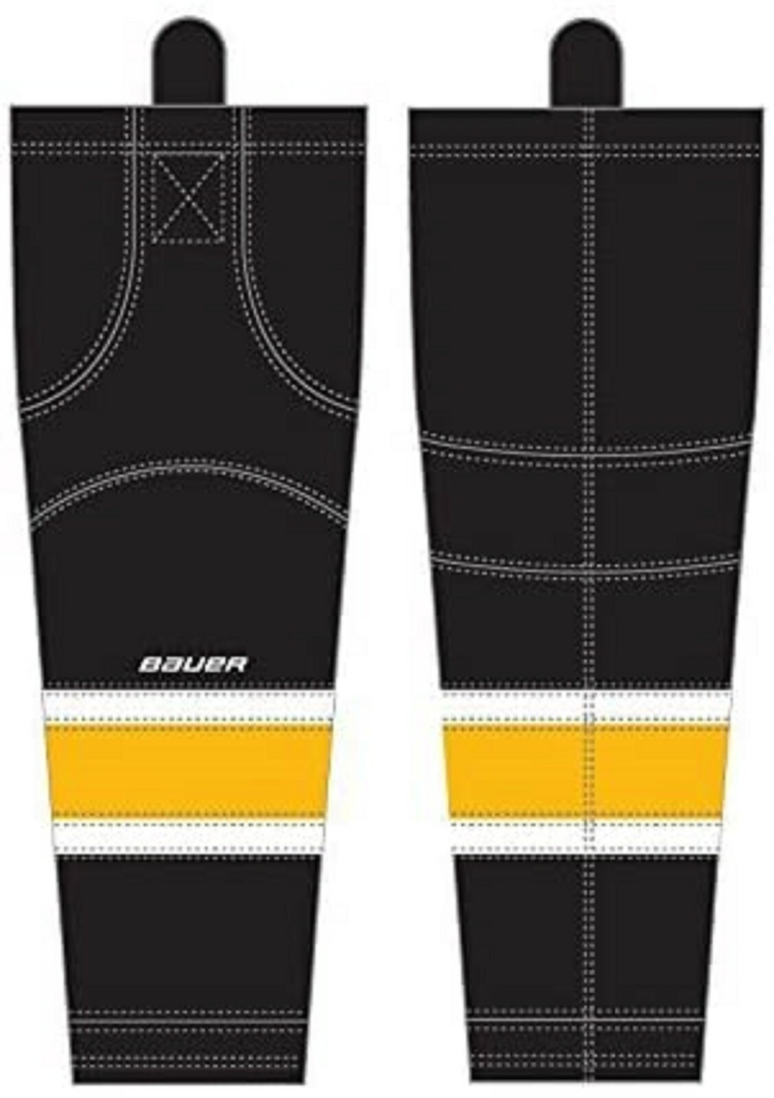 Bauer 800 Series Ice Hockey Sock Black With White and Gold Stripes ...