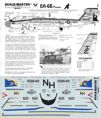 *RARE* SCALE MASTER DECALS 1/72 EA-6B Prowler VAQ-131 Lancers USS ...