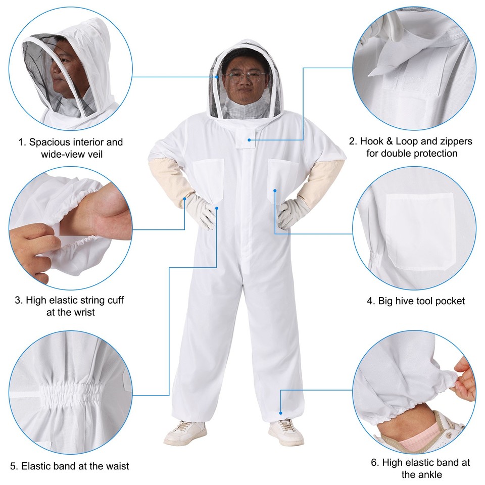 Bee Suit for Men Women XL Beekeeping Suit with Glove and Veil Hood ...