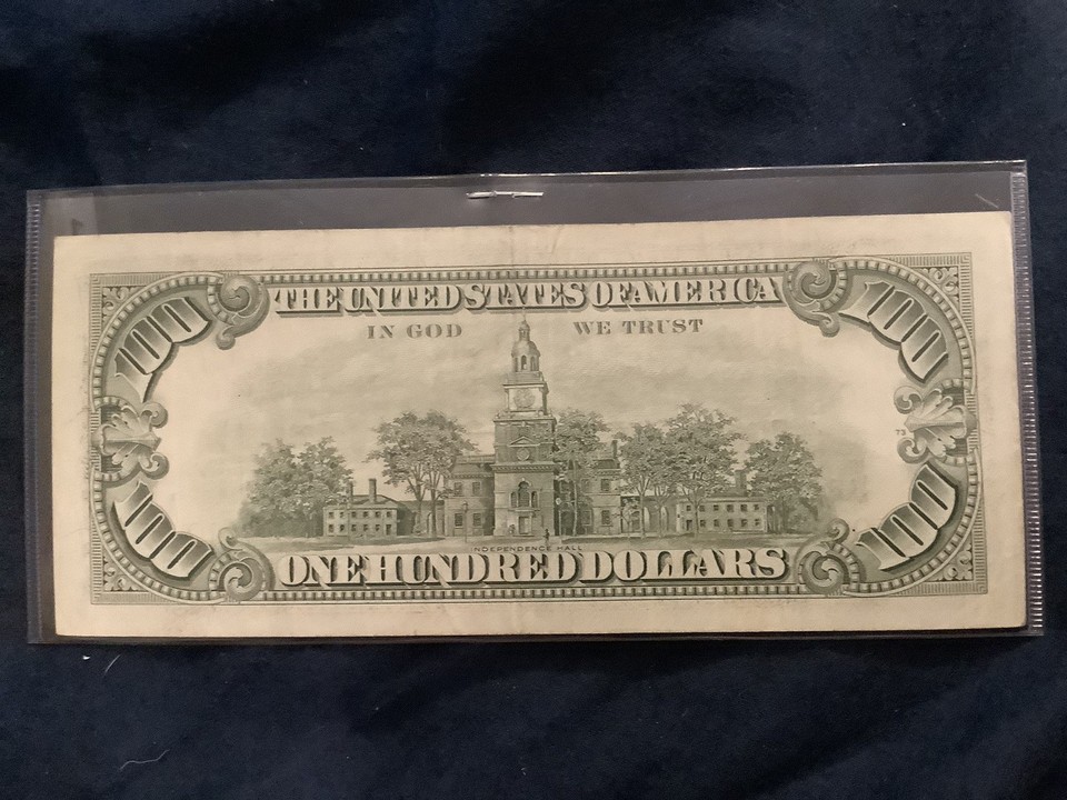 Lightly Circulated Small Face $100 bill (One Hundred Dollar Bill ...