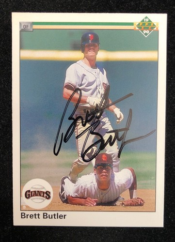 BRETT BUTLER 1990 UPPER DECK AUTOGRAPHED SIGNED AUTO BASEBALL CARD 119 ...