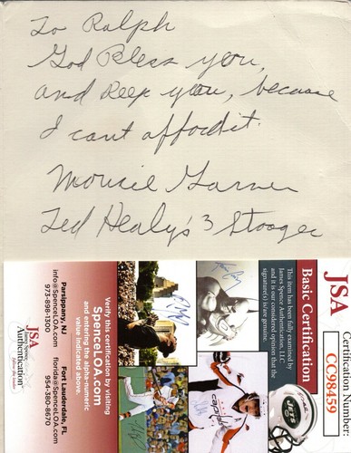 JSA Paul Mousie Garner Grand Old Man Of Vaudeville Autographed Signed ...