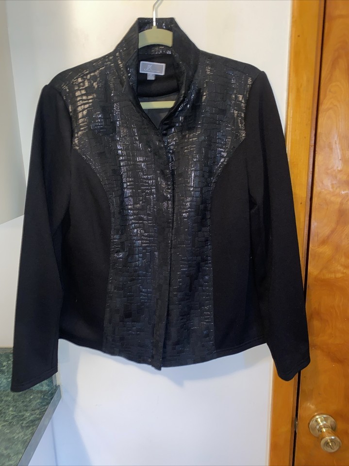 JM Collection Metallic Jacket Medium Black Full Zip Lined | eBay