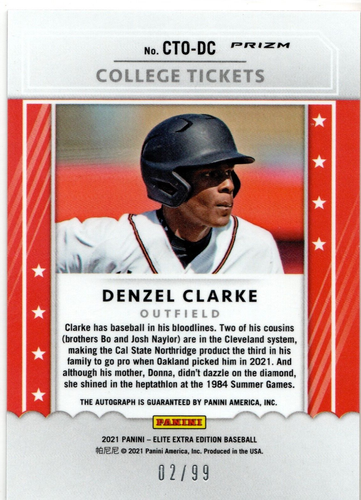 Denzel Clarke Oakland A's 2021 Elite Extra Edition Contenders Autograph ...