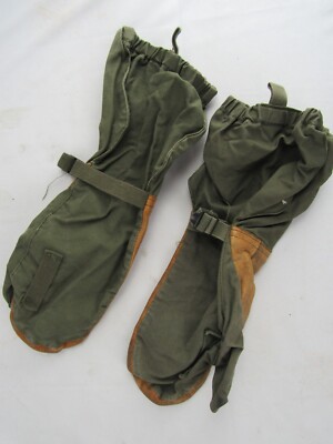 military TRIGGER FINGER mittens glove green vintage army LEATHER ...