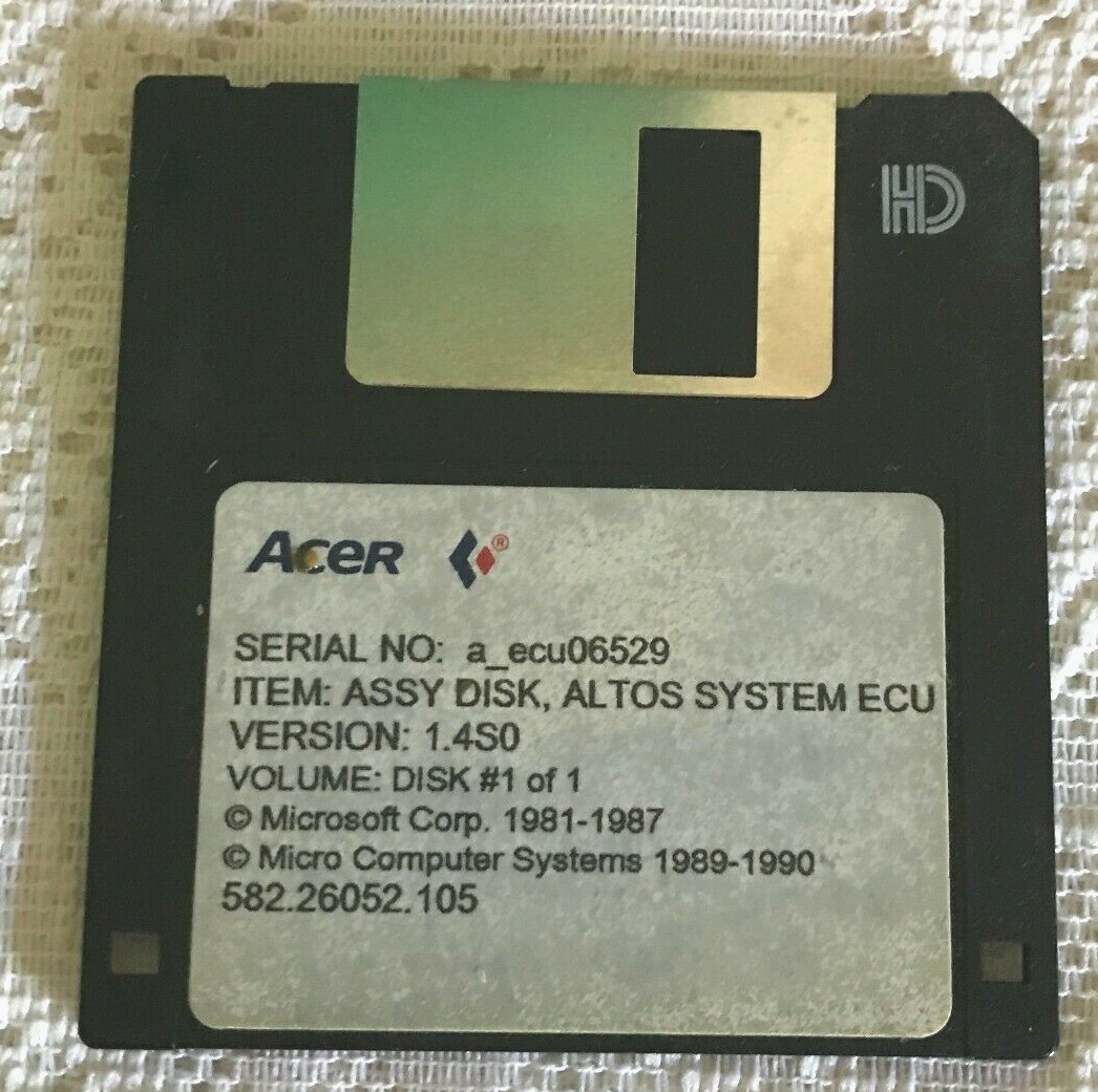 Acer a_ecu06529 ASSY Disk Altos System ECU Version 1.4S0 Floppy Vintage ...