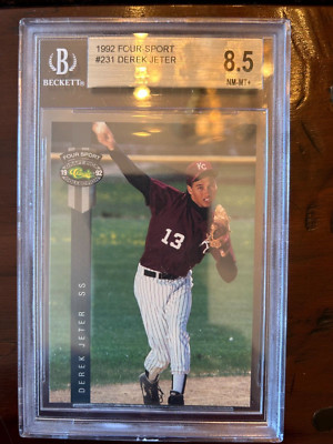DEREK JETER 1992 Classic Four Sport Draft #231 Yankees Rookie RC BGS 8. ...
