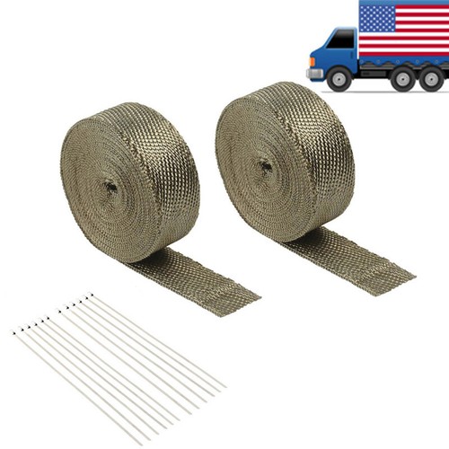 2 Rolls 2" 50Ft Titanium Basalt Manifold Header Exhaust Heat Wrap +12 ...