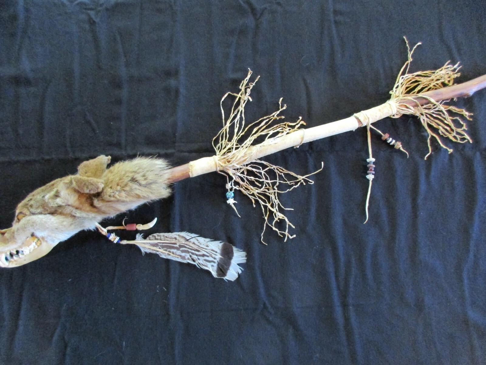 NATIVE AMERICAN MEDICINE STAFF, SOUTH DAKOTA, CEREMONIAL DANCE WAND, SD ...