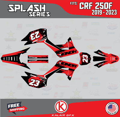 Graphics Kit for HONDA CRF250F 2019 - 2023 Splash - Red | eBay