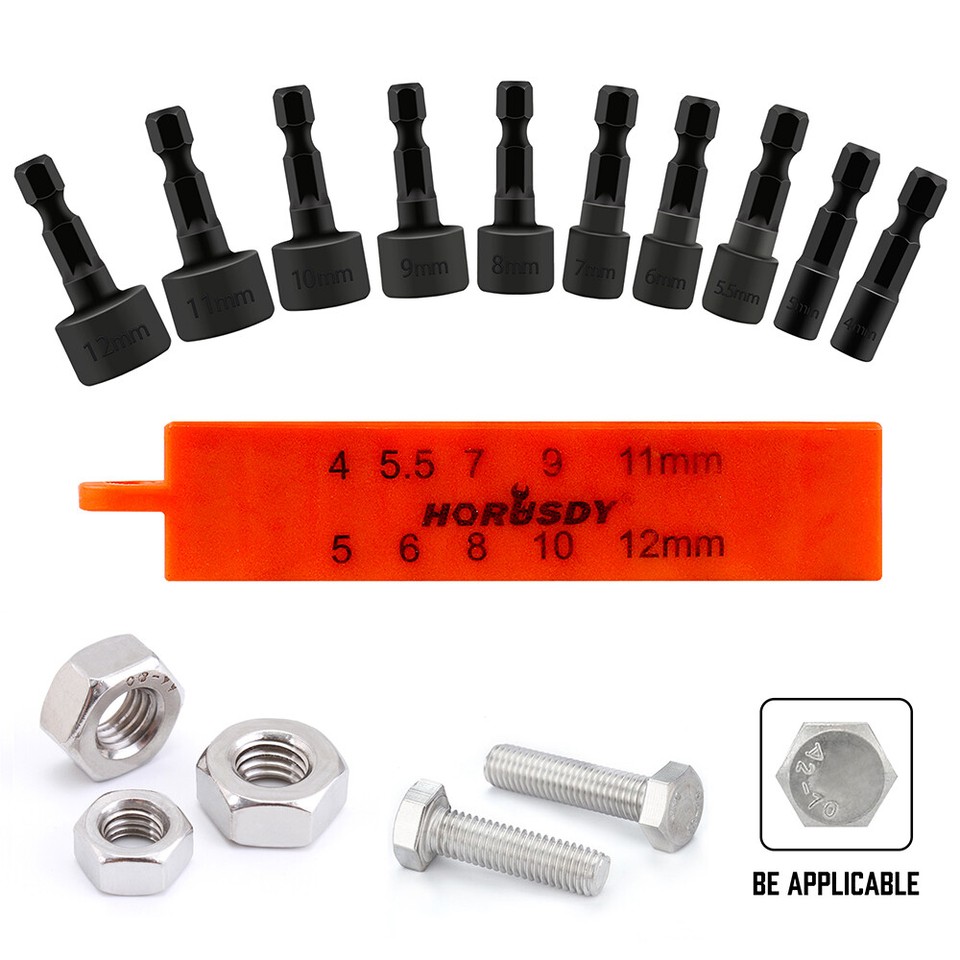 22PCS Power Nut Driver Bit Set Quick Change MM & SAE Impact 1/4" Hex ...