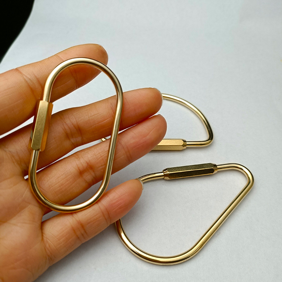Brass Keychain With Lock D Key Chain Camping Buckles Hooks Key Ring ...