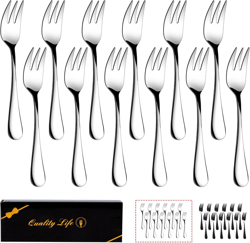 Dessert Forks Set of 12, 5.5Inches, Stainless Steel Cocktail Fork ...
