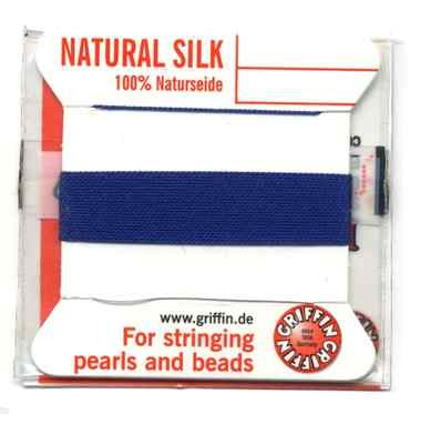 NAVY SILK STRING THREAD 0.30mm STRINGING PEARLS & BEADS GRIFFIN SIZE 0 ...