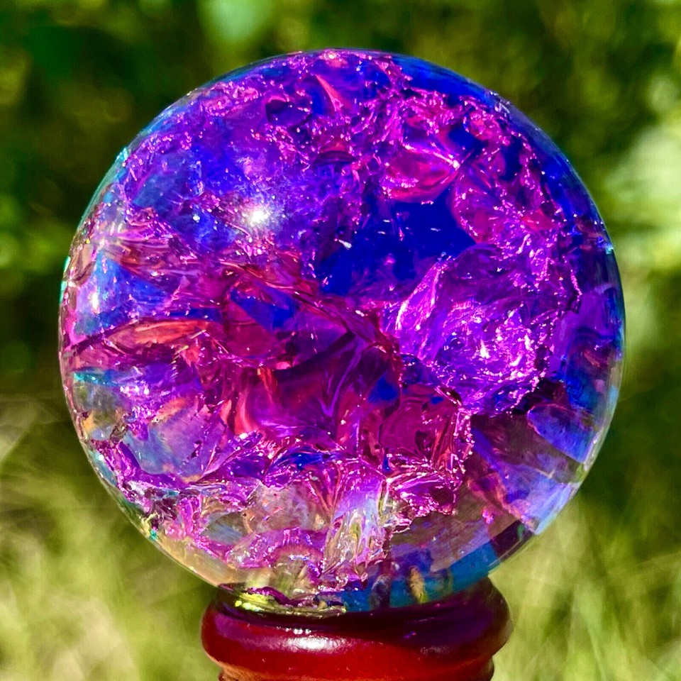 165G Natural Titanium Rainbow Quartz sphere Crystal ball Healing | eBay UK