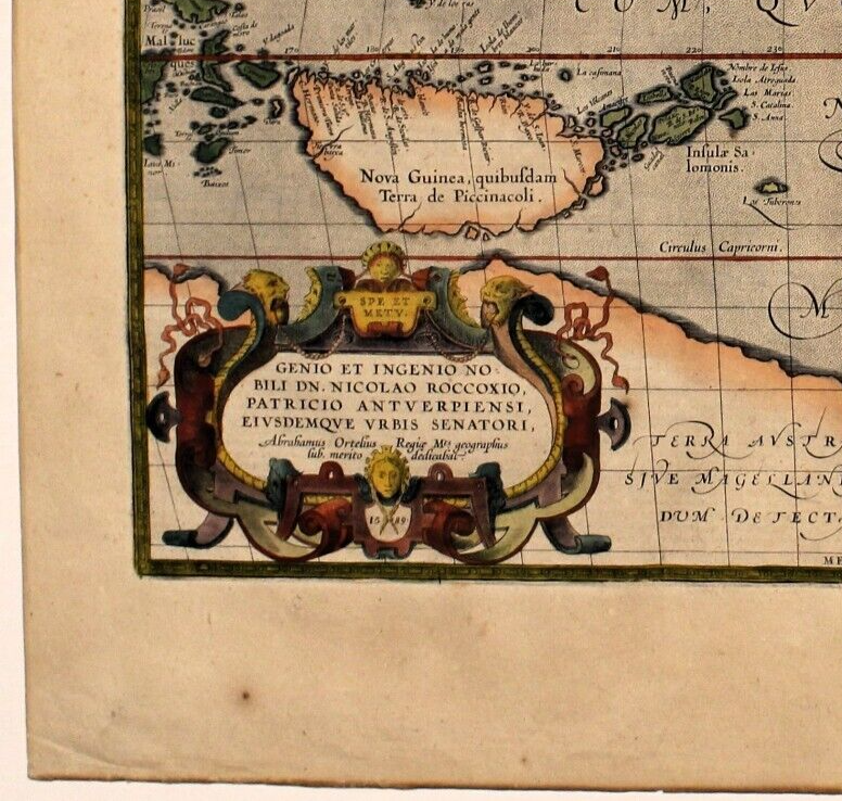 1589 MARIS PACIFICI, PACIFIC OCEAN, AMERICAS Antique authentic hand ...