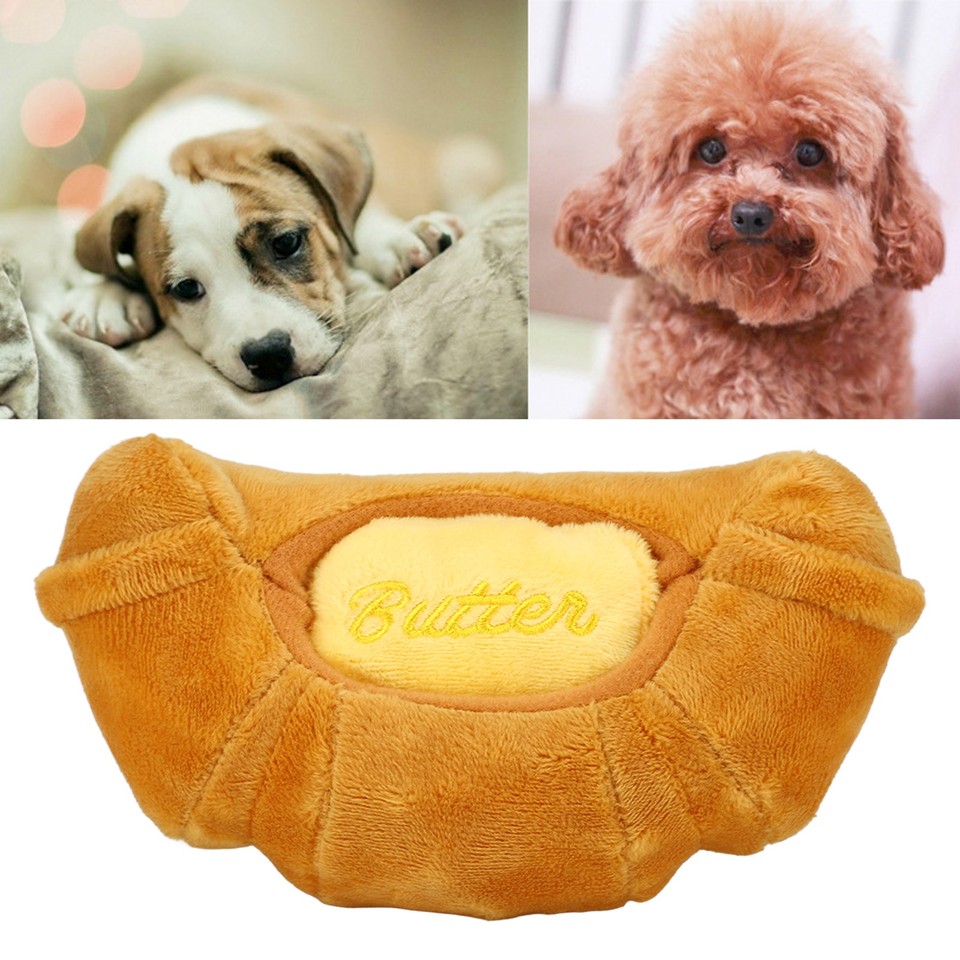 Croissant Plush Dog Toys Funny Interactive Dogs Chew Squeak Toys For ...