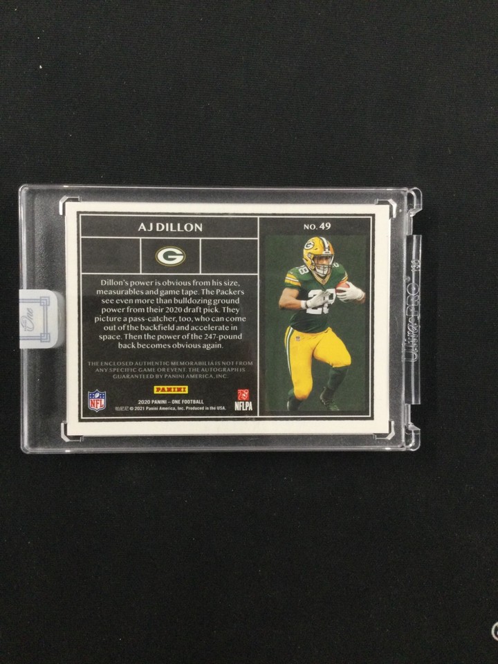 2020 Panini One Football #49 AJ Dillon Rookie Patch Autograph /199 ...