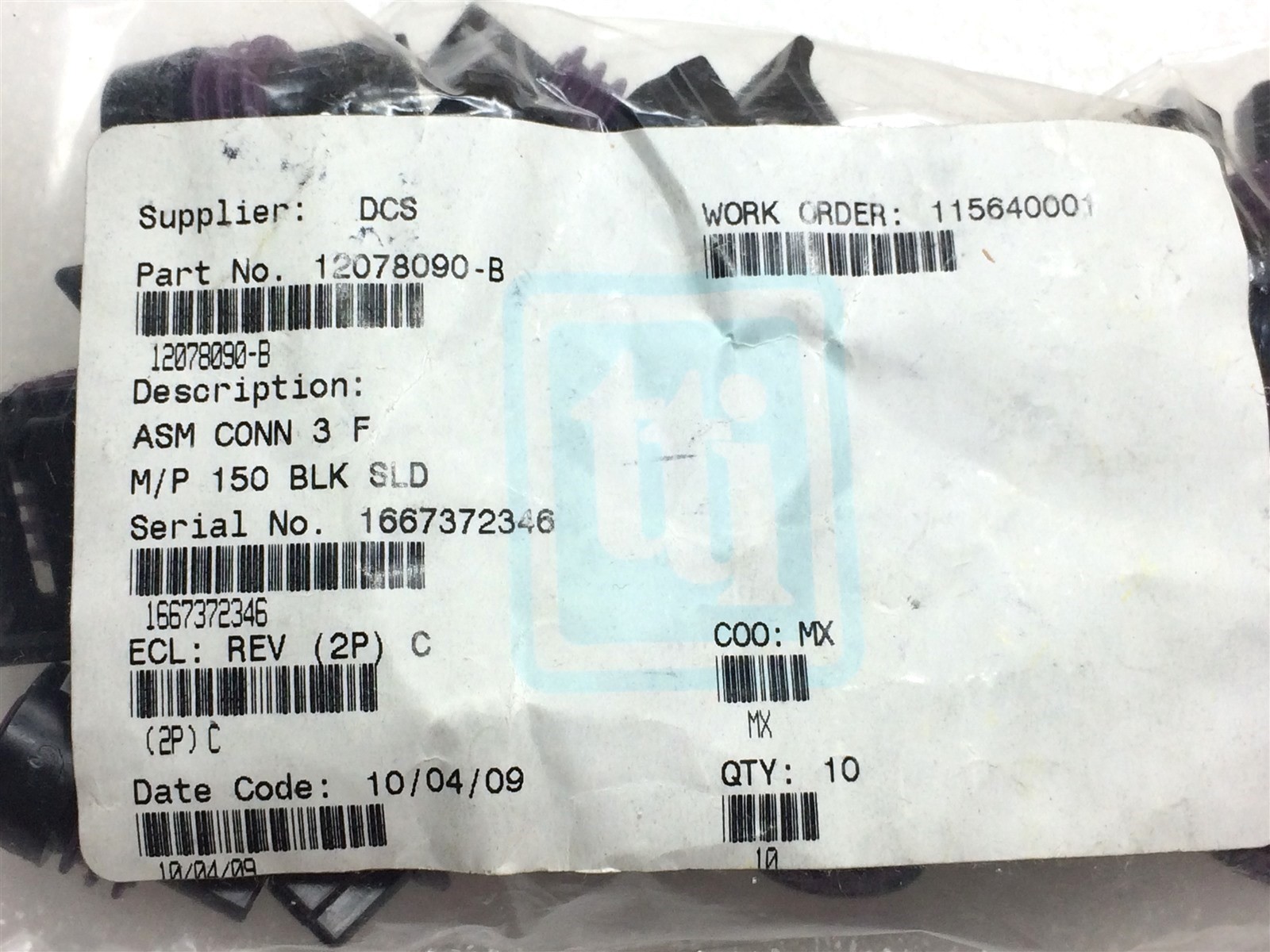 12078090-B PACKARD CONN 3P FM BLACK CON ASSY 150 SERIES 14 AMPS 2 ...