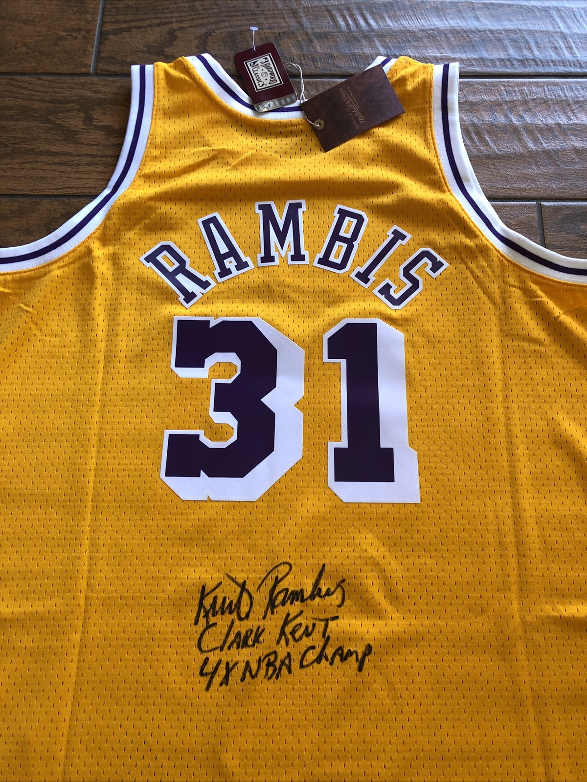 Lakers kurt Rambis signed jersey Mitchell ness Beckett Witnessed 2 ...