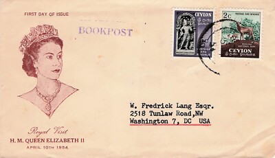 Ceylon FDC 1954 Queen Elizabeth II Royal Visit Monarchy Sri Lanka Vtg ...