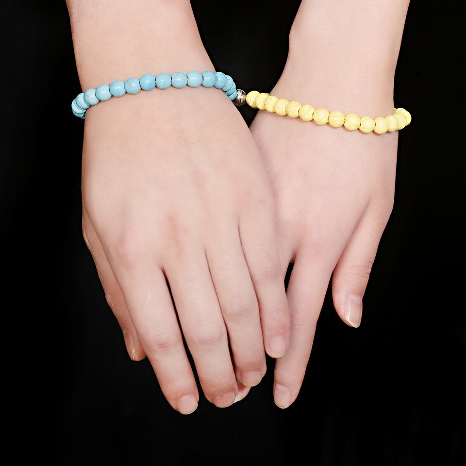 2Pcs/set Attraction Couples Bracelets Magnetic Matching Beaded ...