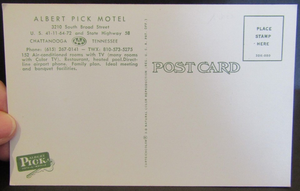 Albert Pick Motel, Chattanooga Tennessee, Vintage Postcard | eBay