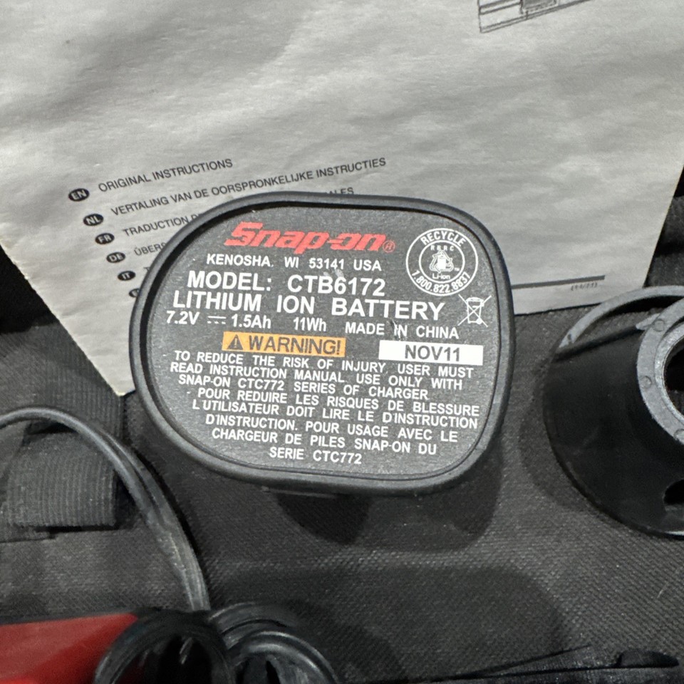 Snap On Cordless Impact 1/4 Model #CTS661S W/Charger, Battery & Case | eBay