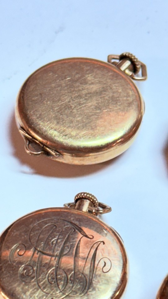 LOT OF 6 SMALL POCKET WATCHES - ALL GOLD FILLED - 5 SWISS, 1 ELGIN ...