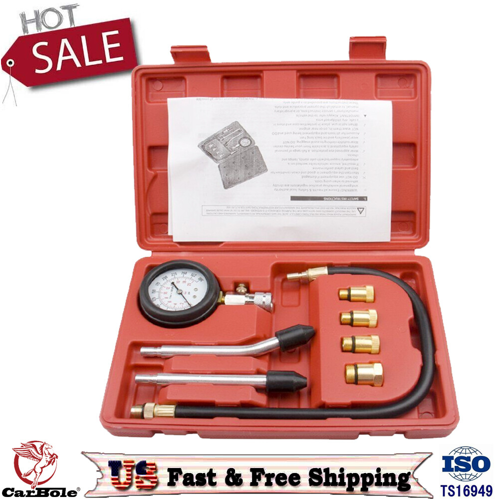 Automotive Petrol Gas Engine Cylinder Compression Tester Gauge Kit Auto ...