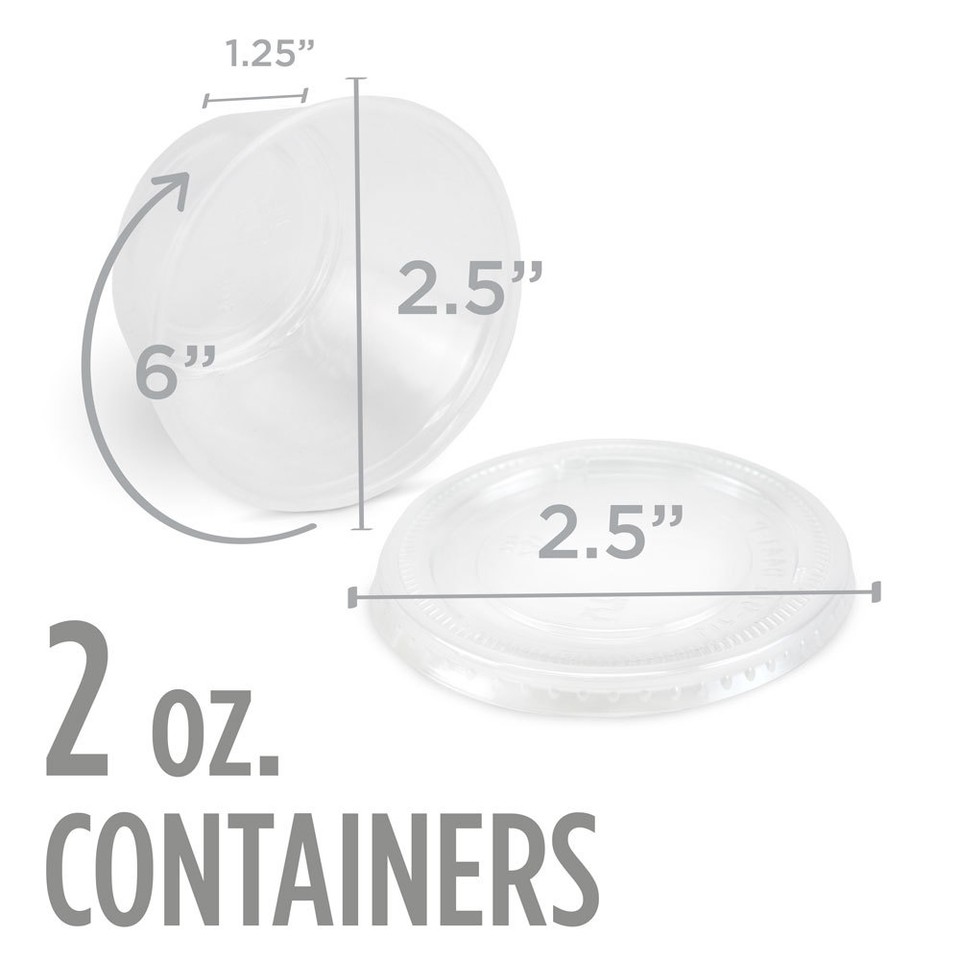 100 Pack Bulk 2 oz Clear Plastic Condiment Sauce Side Snack Dishes ...