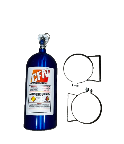 10LB Nitrous Bottle high flow, gauge, 8an safety w/cap, Brackets & 4AN ...