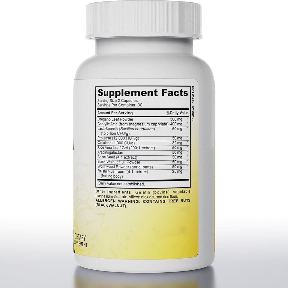 Candida Cleanse Gut & Colon Support 60 Capsules For Women & Men, Fast ...