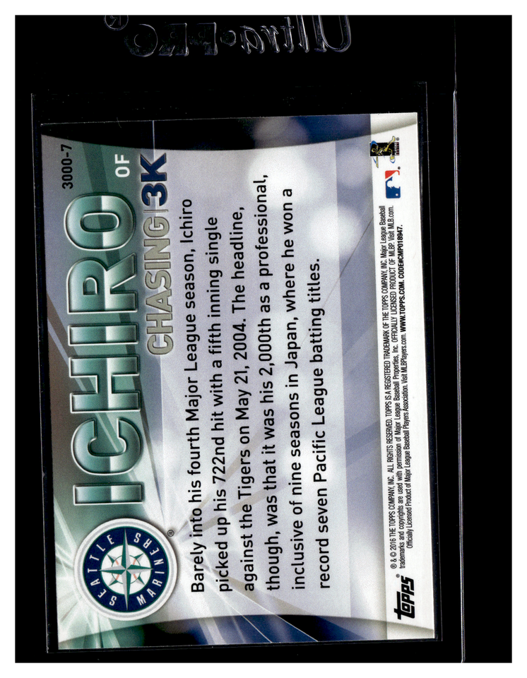2016 Topps Chasing 3000 #3000-7 Ichiro | eBay