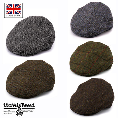 British Made Genuine 100% Wool Harris Tweed Flat Cap Scottish Bunnet ...