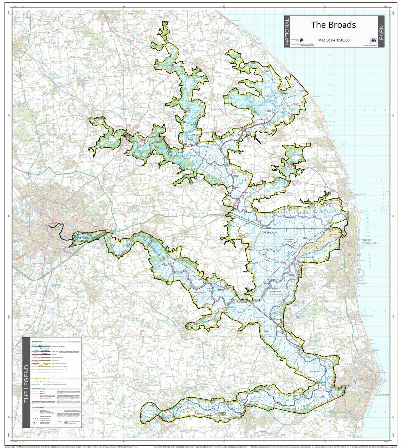 ORDNANCE SURVEY MAPS - THE BROADS NATIONAL PARK WALL MAPLAMINATED.Free ...