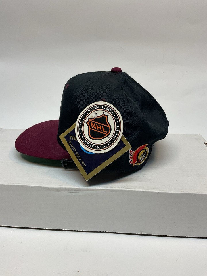 VINTAGE Ottawa Senators Hat Cap Snap Back Side Logo Black Red NHL ...
