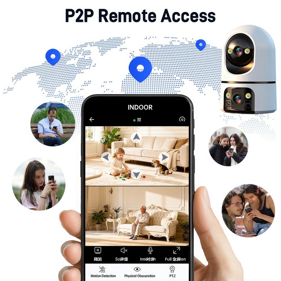 10MP Dual Lens Home Security Camera Pet/Baby Monitor Cam Night Vision ...