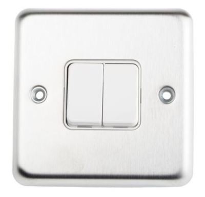 White 10 A Flush Mount Rocker Light Switch White, 2 Way Screwed, 2 Gang ...