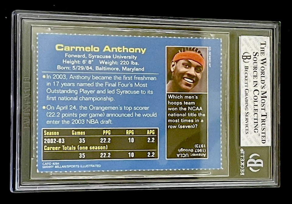 CARMELO ANTHONY ROOKIE 2003 Sports Illustrated for Kids SI NM+ Syracuse ...