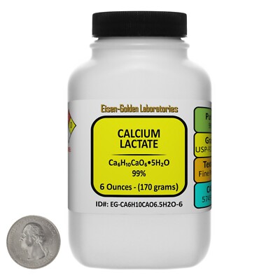 Calcium Lactate [C6H10CaO6.5H2O] 99% USP-FCC Food Grade Powder 6 Oz in ...