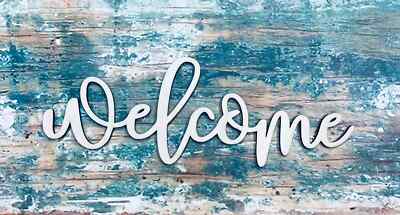 Welcome, Welcome Script, Welcome Sign, Craft, Cutout, Wall Hanger, Door ...