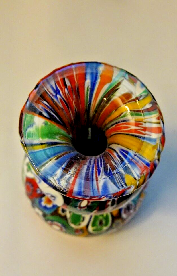 Murano Art Glass Close Packed Millefiori Murrini Gourd Vase Colorful | eBay