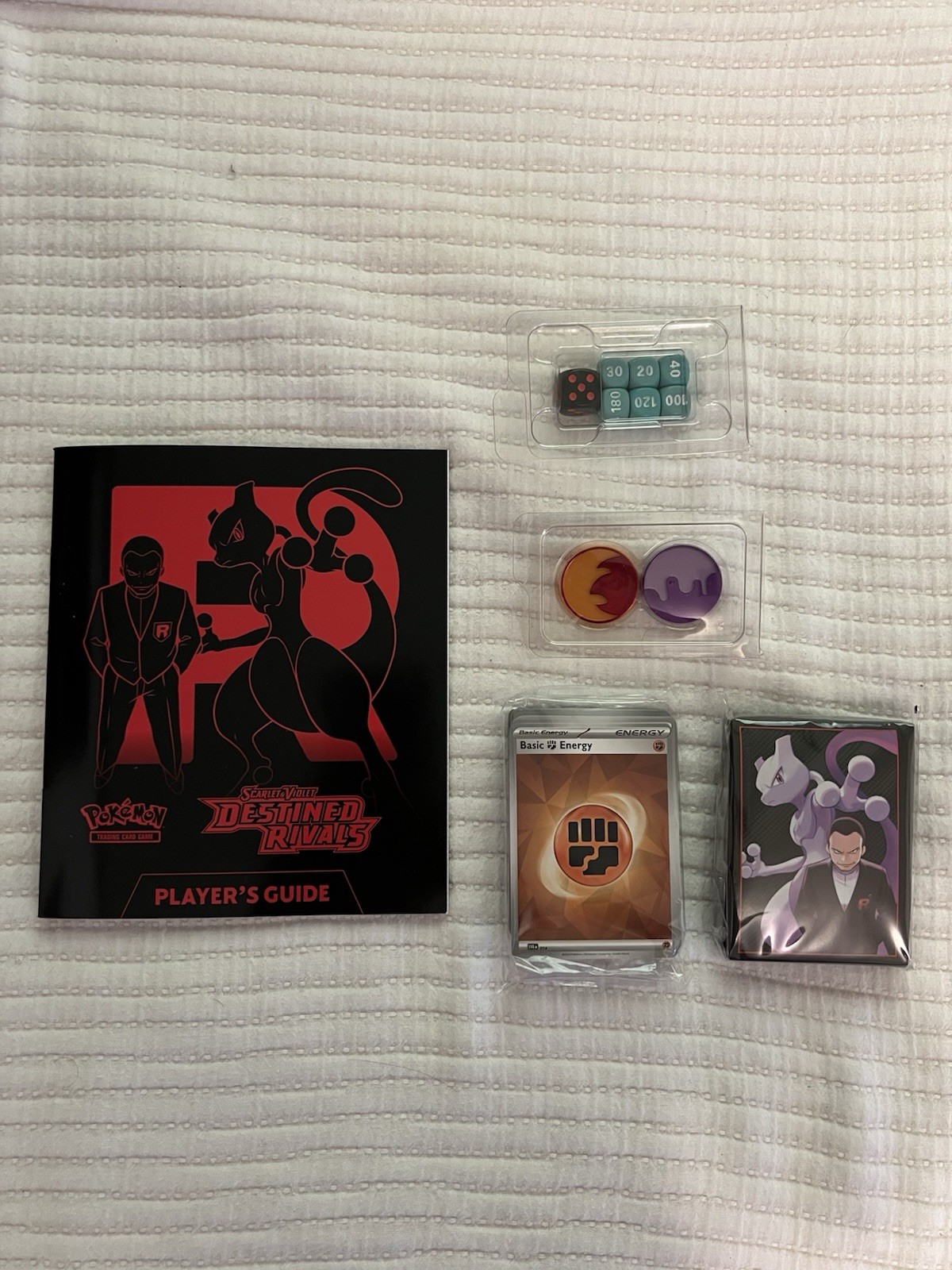 Pokemon TCG Destined Rivals ETB Box Accessories Dice, Sleeves, Markers ...