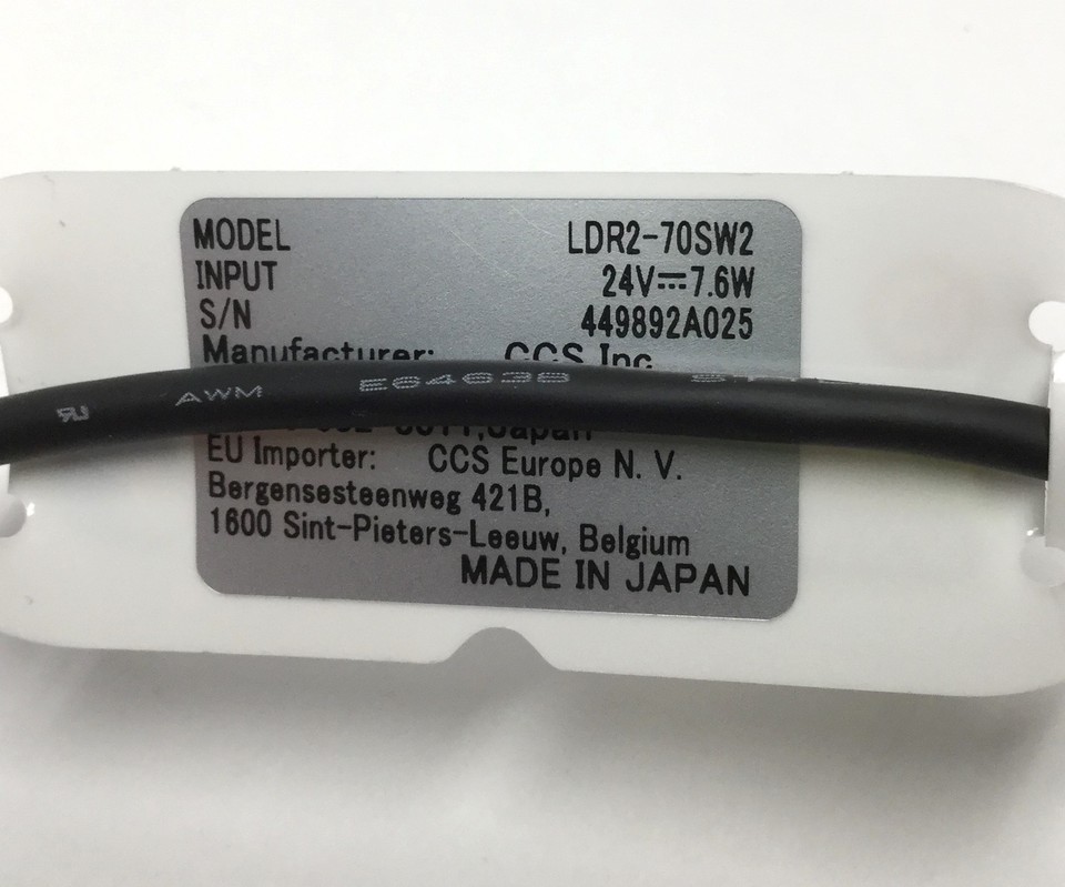 CCS LDR2-70SW2 Machine Vision Ring Light, White 70mm OD, 35mm ID *Some ...