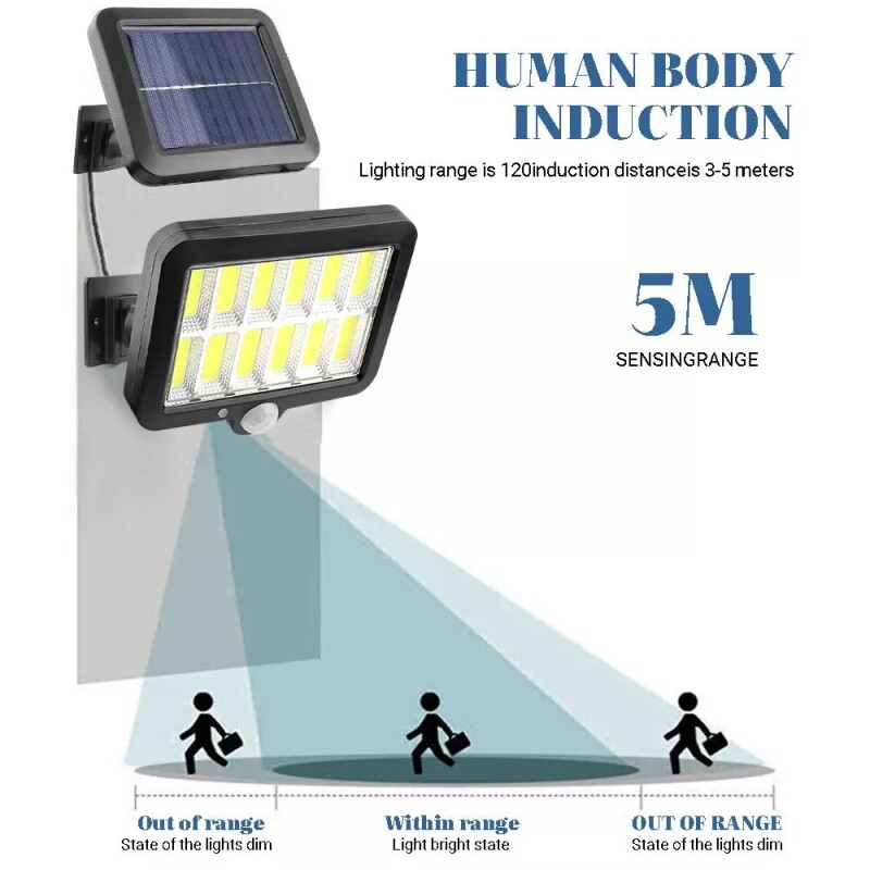 120COB Solar Street Light Security Split Lamp Outdoor Wall LED Motion ...