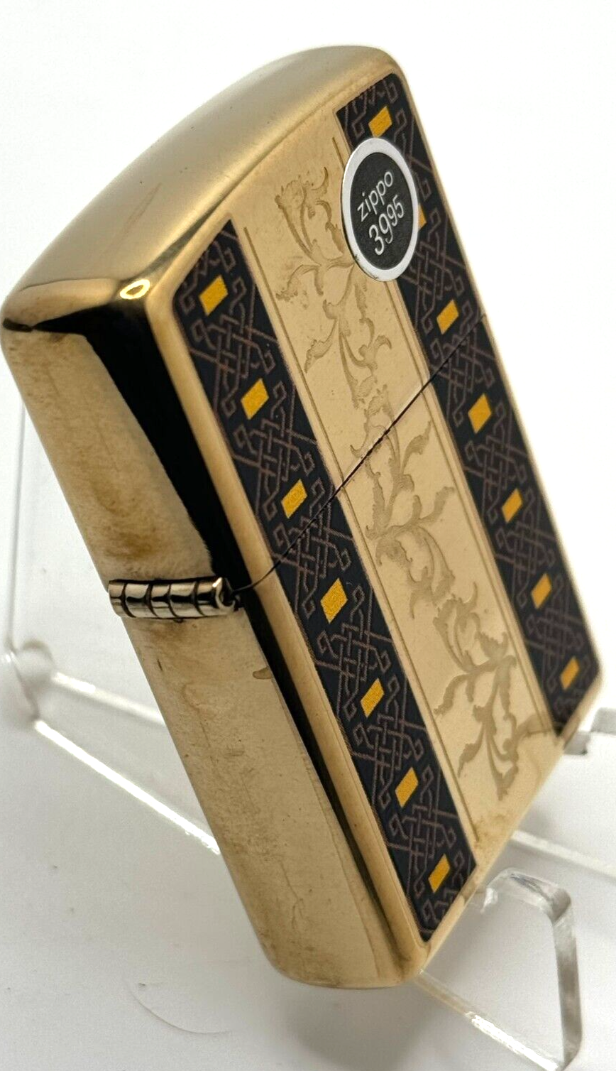 Zippo Solid Brass Lighter. Scroll Etched Design in Gold colors. 2012 ...
