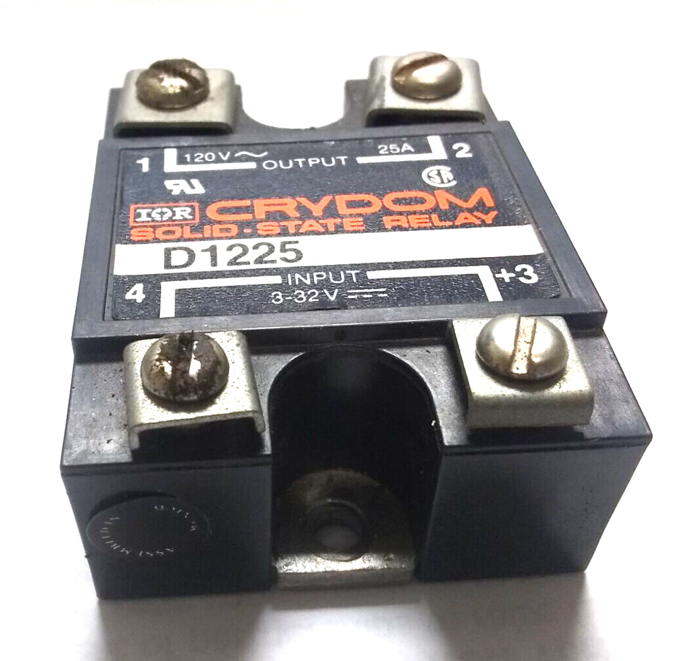 Crydom D1225 Solid-State Relay (SSR) 120VAC, 25A Output / 3 - 32VDC ...